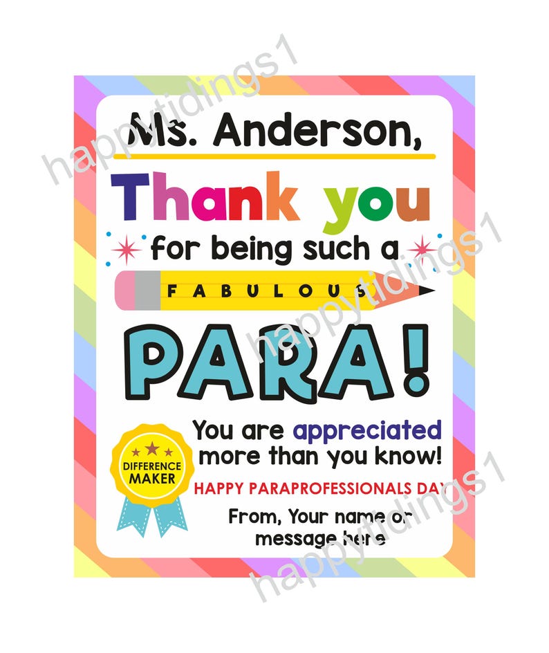 Editable Paraprofessional Day Sign Printable / Para Appreciation Poster ...