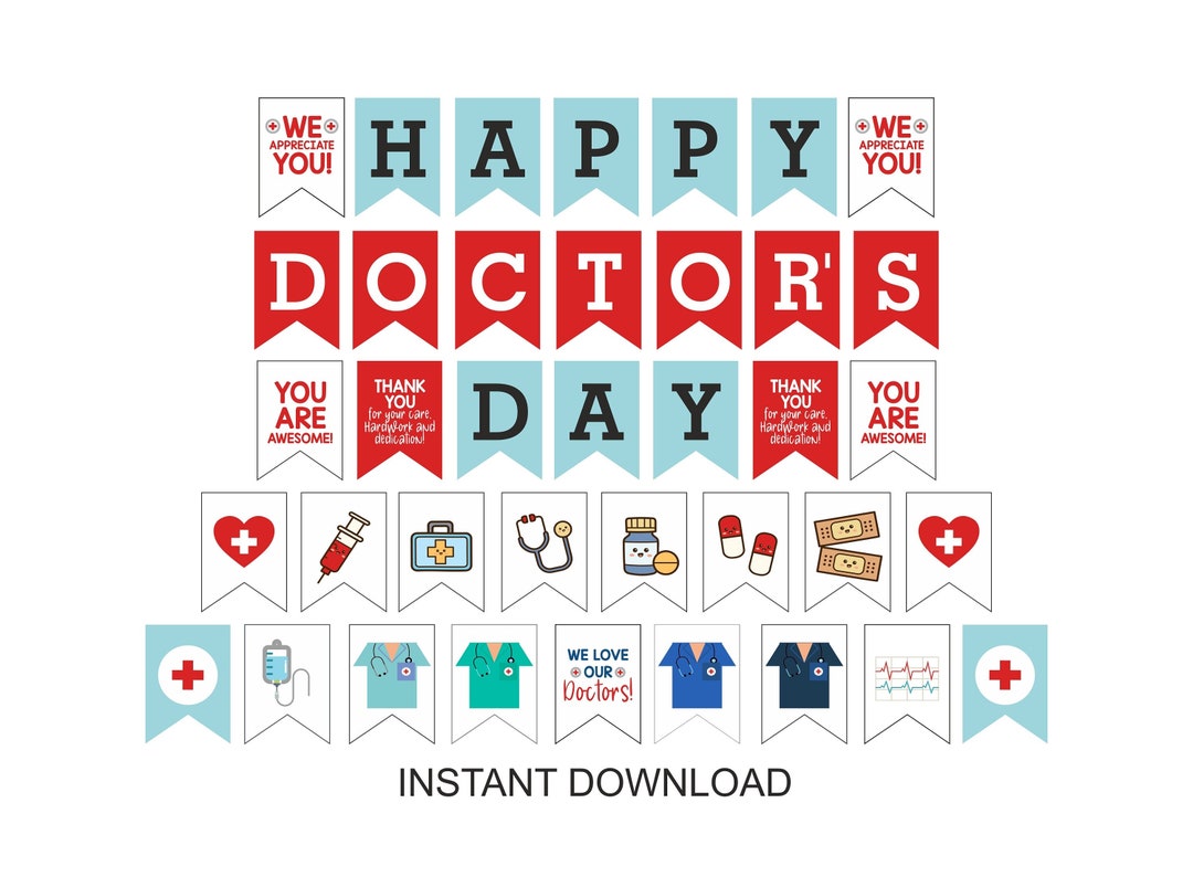 Doctor's Day Banner Printable / National Doctor's Day Bunting Printable ...