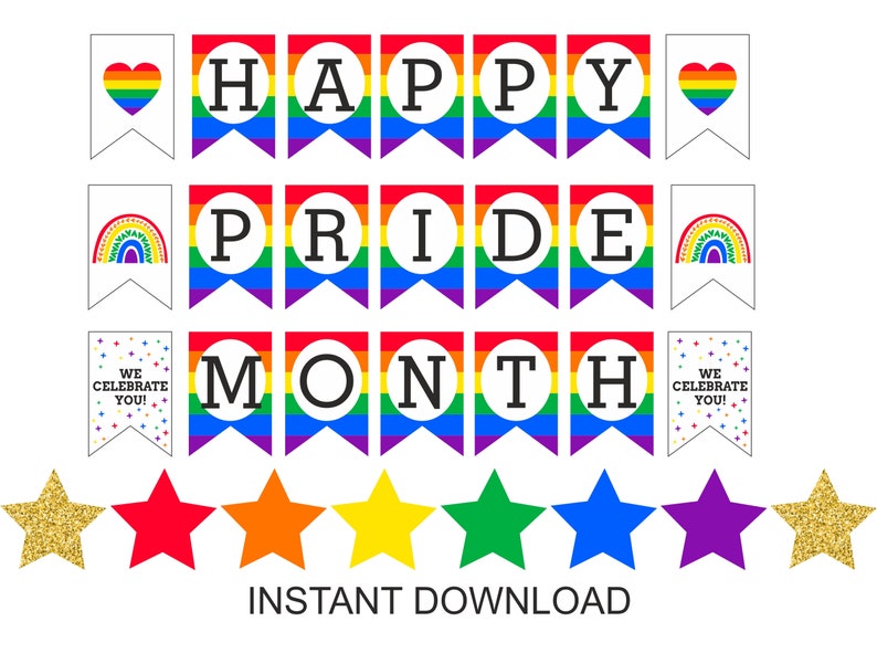 Happy Pride Month Banner Printable / LGBTQ Banner / LGBT - Etsy
