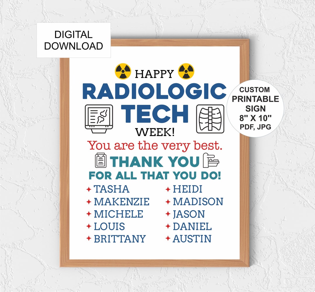 Personalised Blue Rad Tech Week Appreciation Sign Printable ...