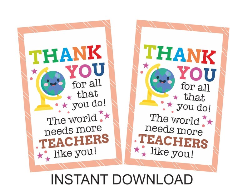 Teacher Appreciation Tag Printable / Teacher Appreciation Gift - Etsy