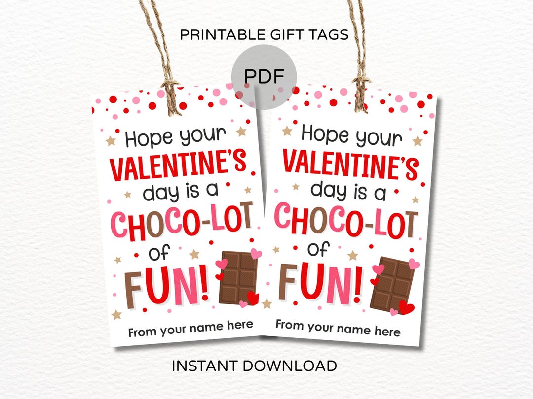 Valentine's Day Chocolate Tag Printable / Valentine Chocolate Gift Tag ...