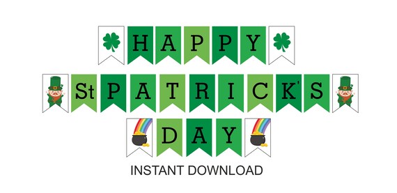 Happy St. Patrick's Day Banner Printable / St. | Etsy