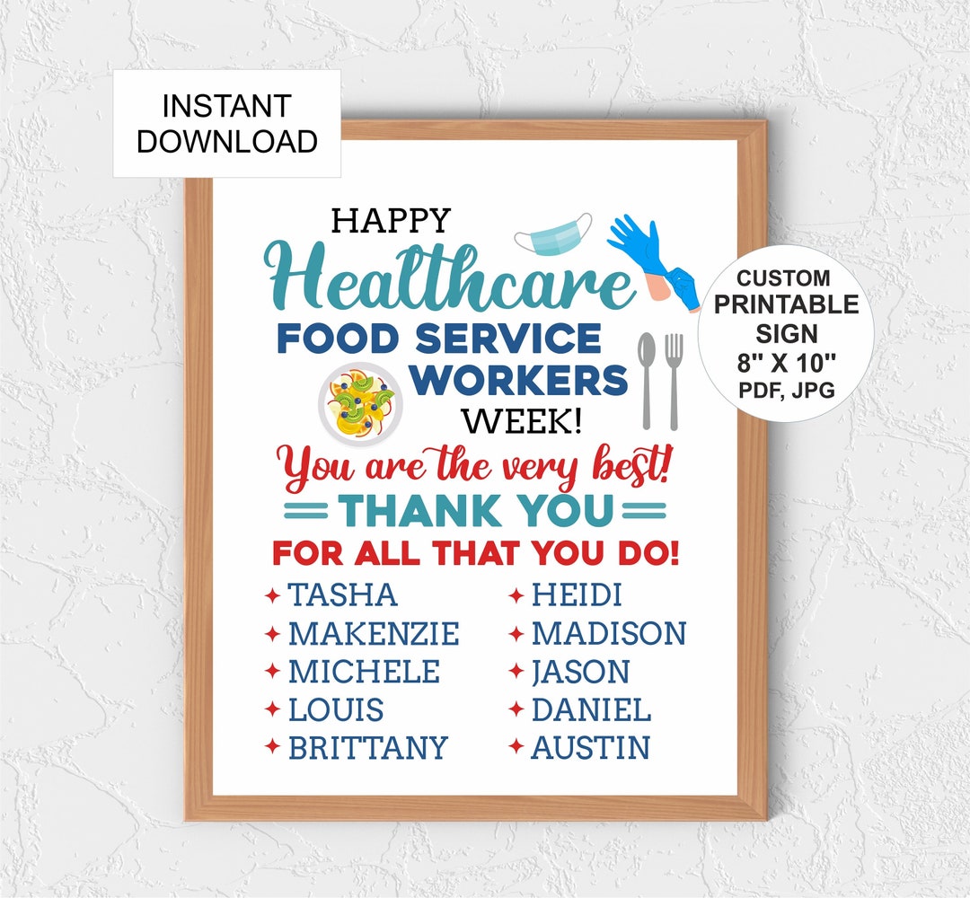 Personalised Healthcare Food Service Worker Appreciation Week Sign ...