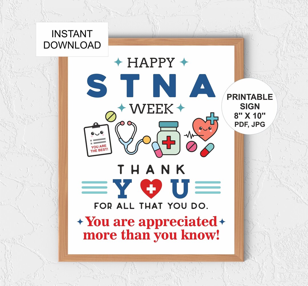 STNA Week Sign Printable / STNA Week 2024 Poster / CNA Week Poster ...
