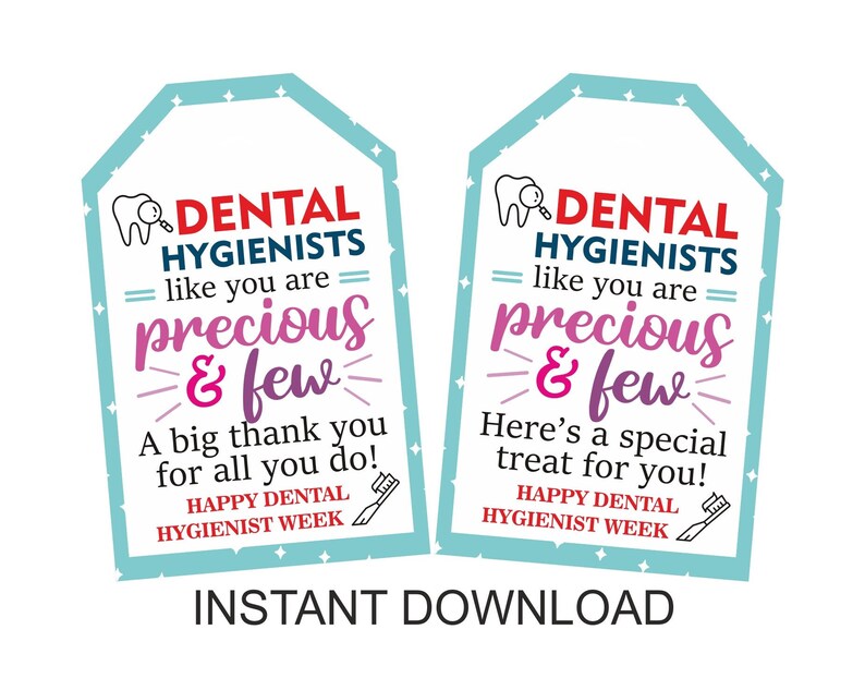Dental Hygienist Week Gift Tags Printable / Dental Hygienist Week Tag ...