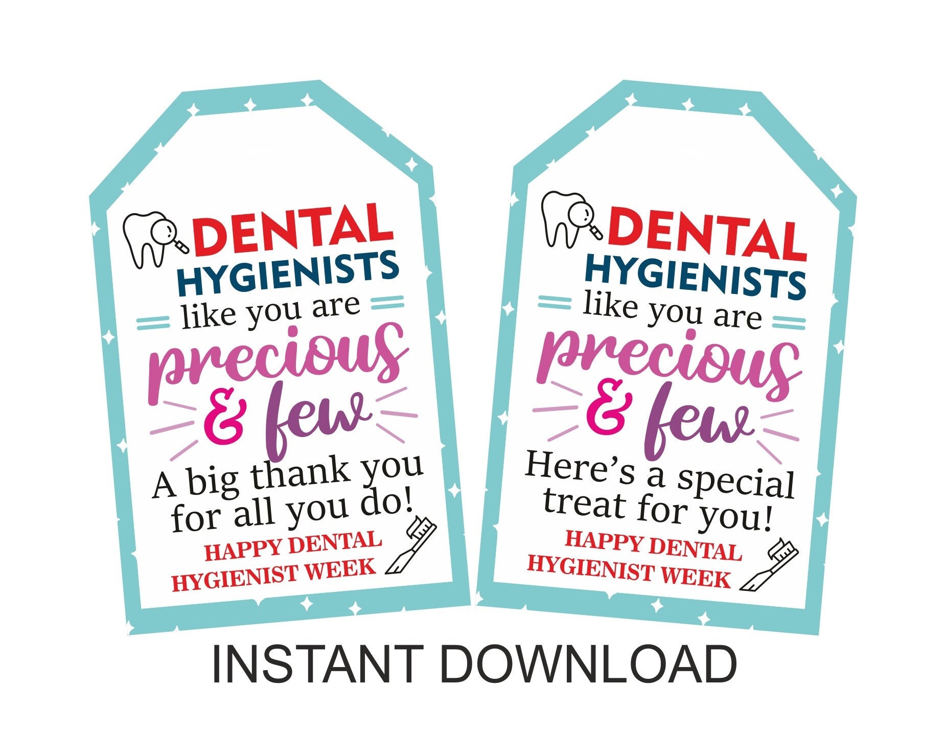 Dental Hygienist Week Gift Tags Printable / Dental Hygienist Week Tag ...