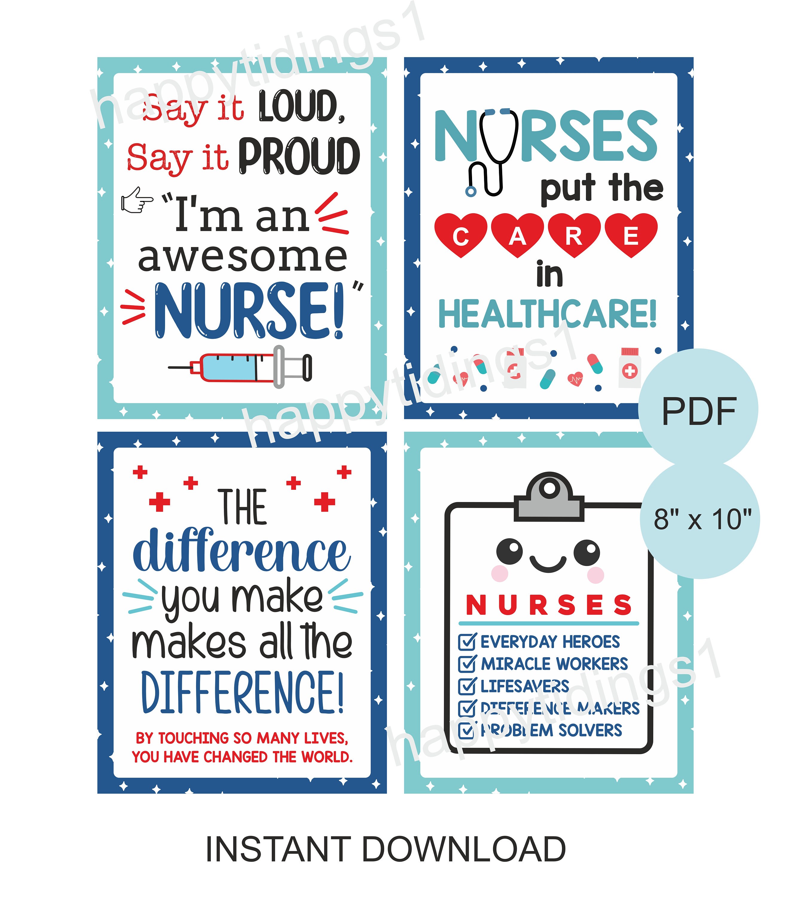 Nurses Week Signs Set of 12 Printable / Nurse Week Poster / Nurse Week ...