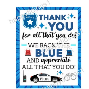 Police Appreciation Sign Printable / Police Thank You Sign / Police ...