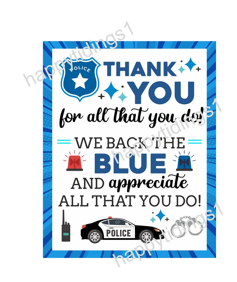Police Appreciation Sign Printable / Police Thank You Sign / - Etsy