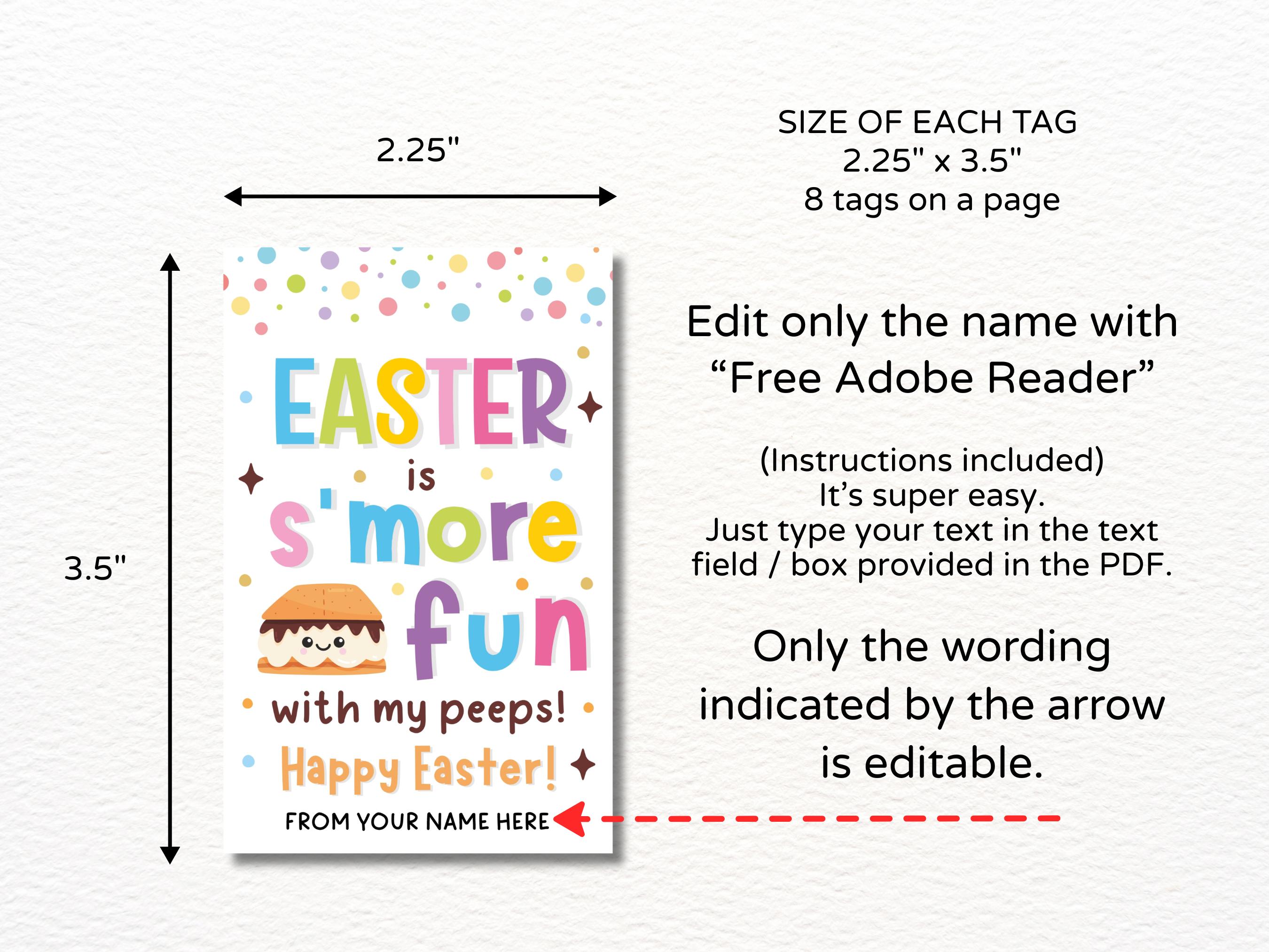 Easter Smores Tag Printable / Easter Smore Peeps Tag / Smore Easter Tag ...