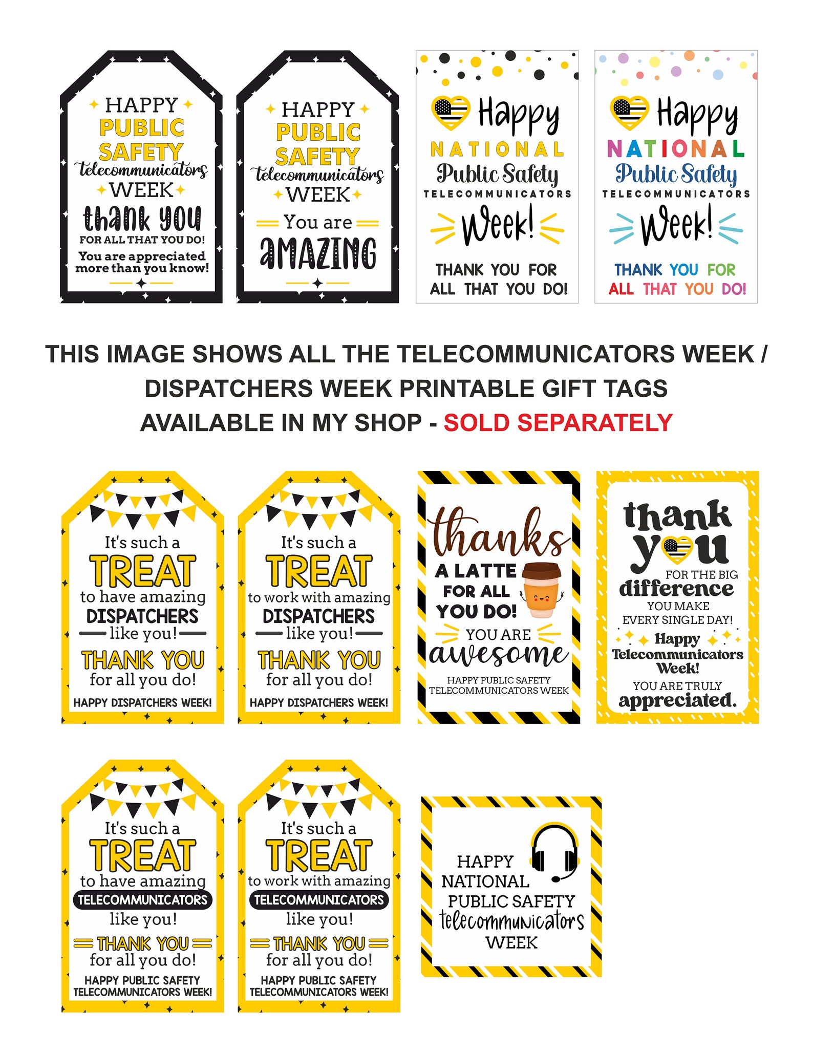 Dispatcher Week Gift Tags Printable / Dispatchers Week Gifts ...