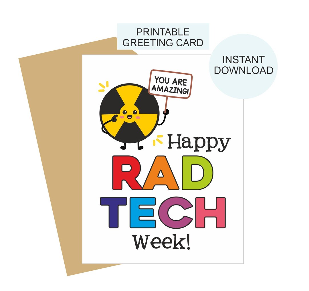 Rad Tech Week Card Printable / Cute Rad Tech Card / Rad Tech Week Cards ...