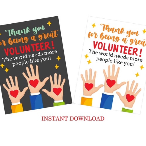 Volunteer Gifts Thank You Volunteer Appreciation Printable - Etsy
