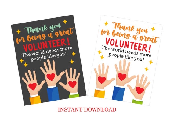 Volunteer Appreciation Tags Printable / Printable Volunteer - Etsy