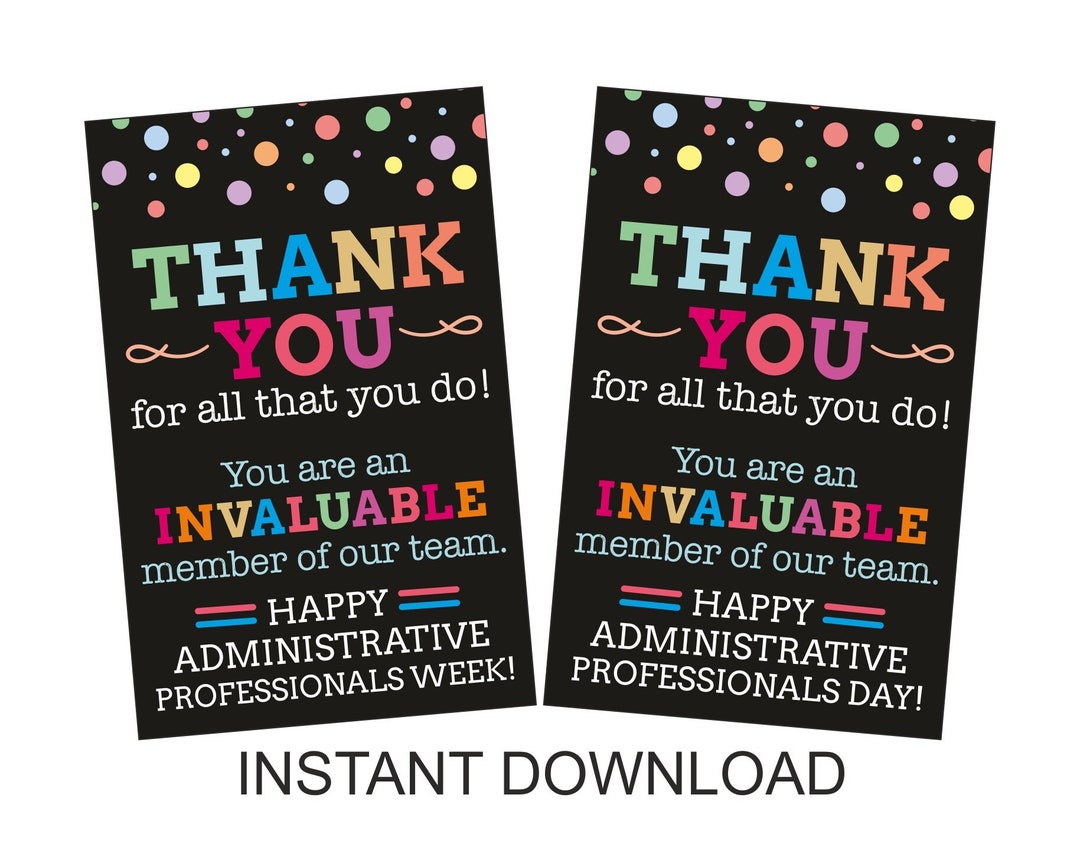 Administrative Professionals Week Thank You Tag Printable ...