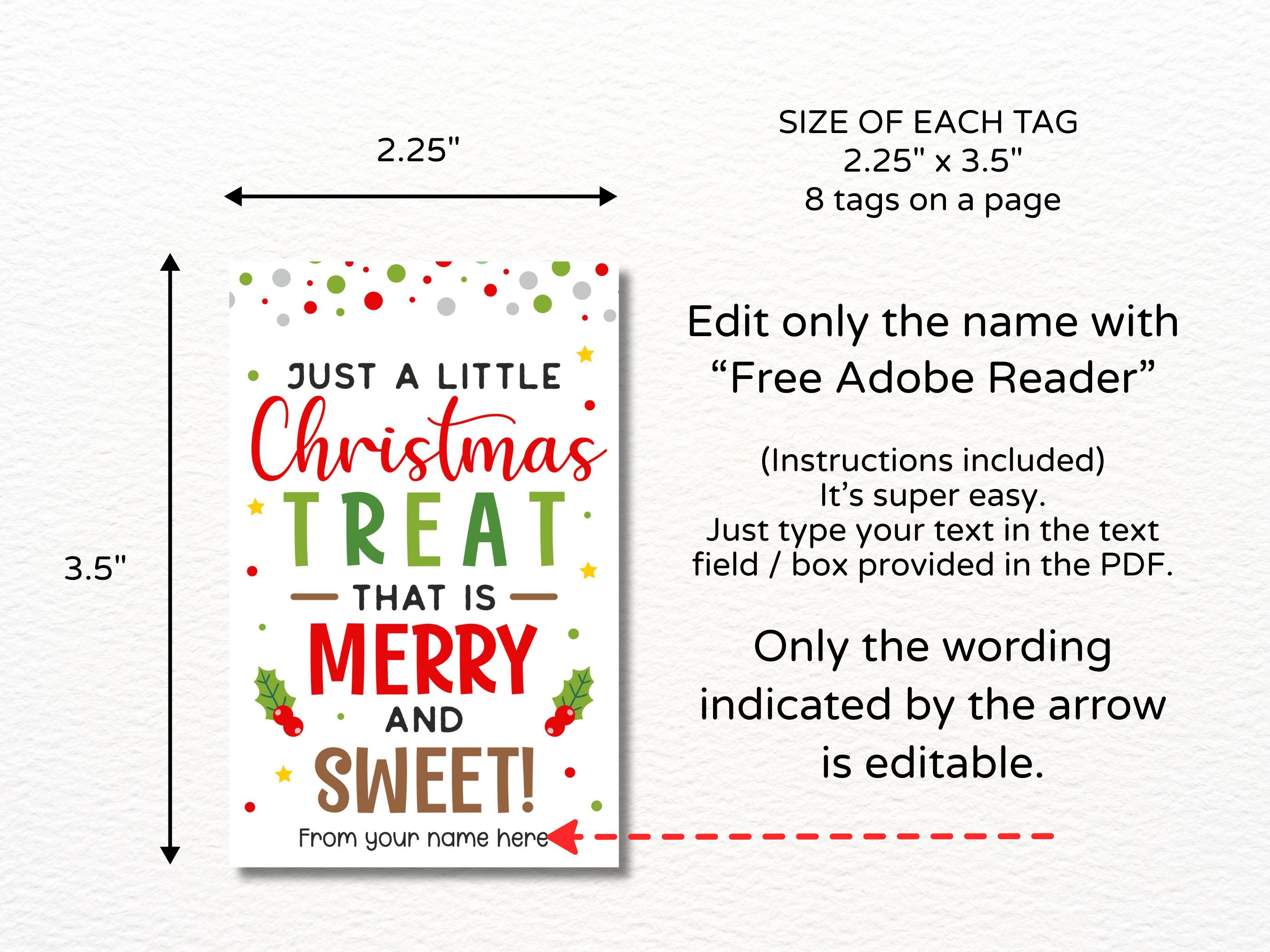 Christmas Treat Tags Printable / Christmas Treat for Someone Sweet Tag ...