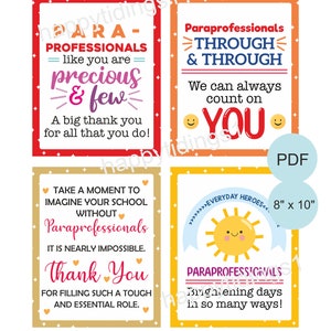 Paraprofessional Day Posters Set of 10 / Paraprofessional Appreciation ...
