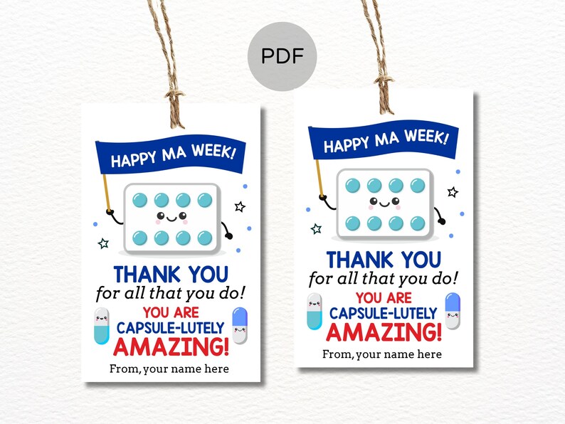 MA Week Gift Tag Printable / Cute Medical Assistant Week Tag / Medical ...