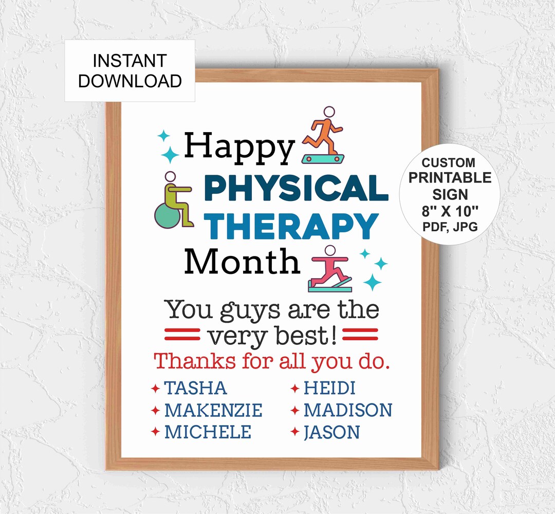 Personalised Physical Therapy Sign Printable / Physiotherapist Thank ...