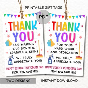 School Custodian Gift Tag Printable / School Custodian Appreciation Day ...