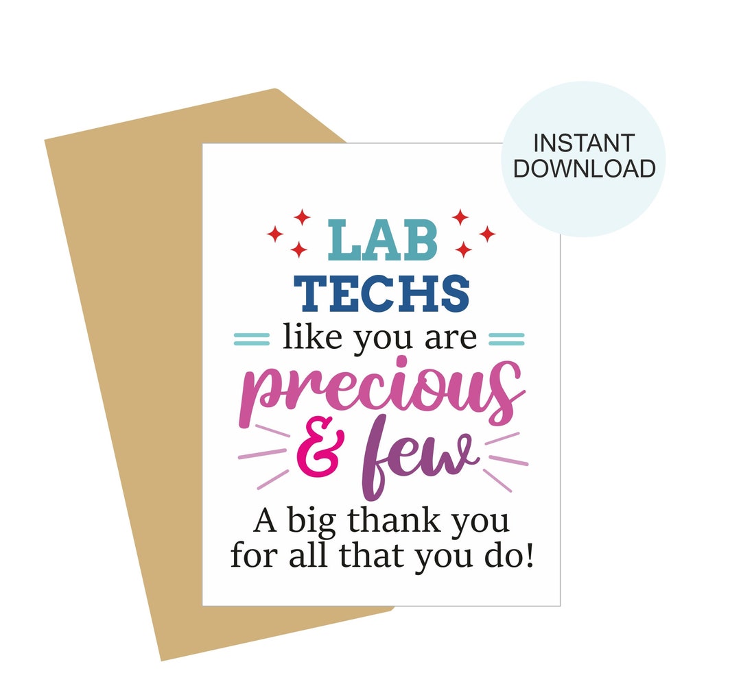 Lab Tech Card Printable / Laboratory Technician Card / Lab Tech Gifts ...