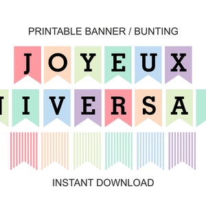 Joyeux Anniversaire Banner Printable / French Birthday Banner / Joyeux ...