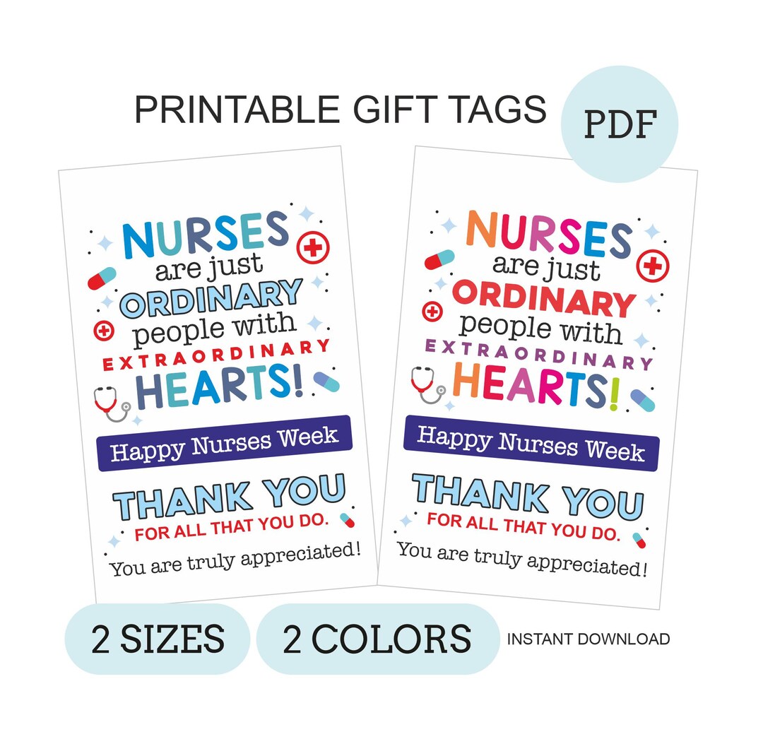 Nurses Week Gift Tag Printable / Nurse Week Gift Tag / Nurses Week ...