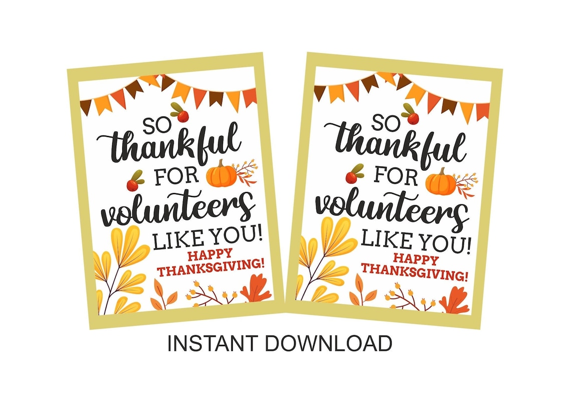 Thanksgiving Volunteer Tag Printable / Printable Thanksgiving - Etsy