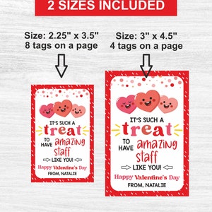 Editable Valentine Staff Gift Tags Printable / Valentine Tags for Staff ...