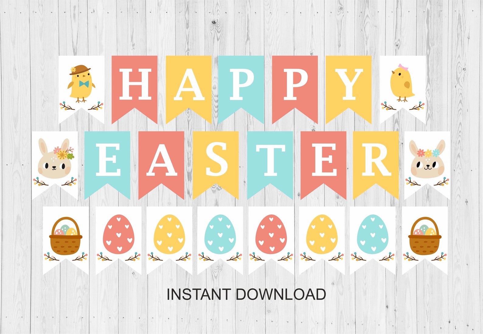 Printable Easter Banner Printable / Easter Bunting / Easter - Etsy