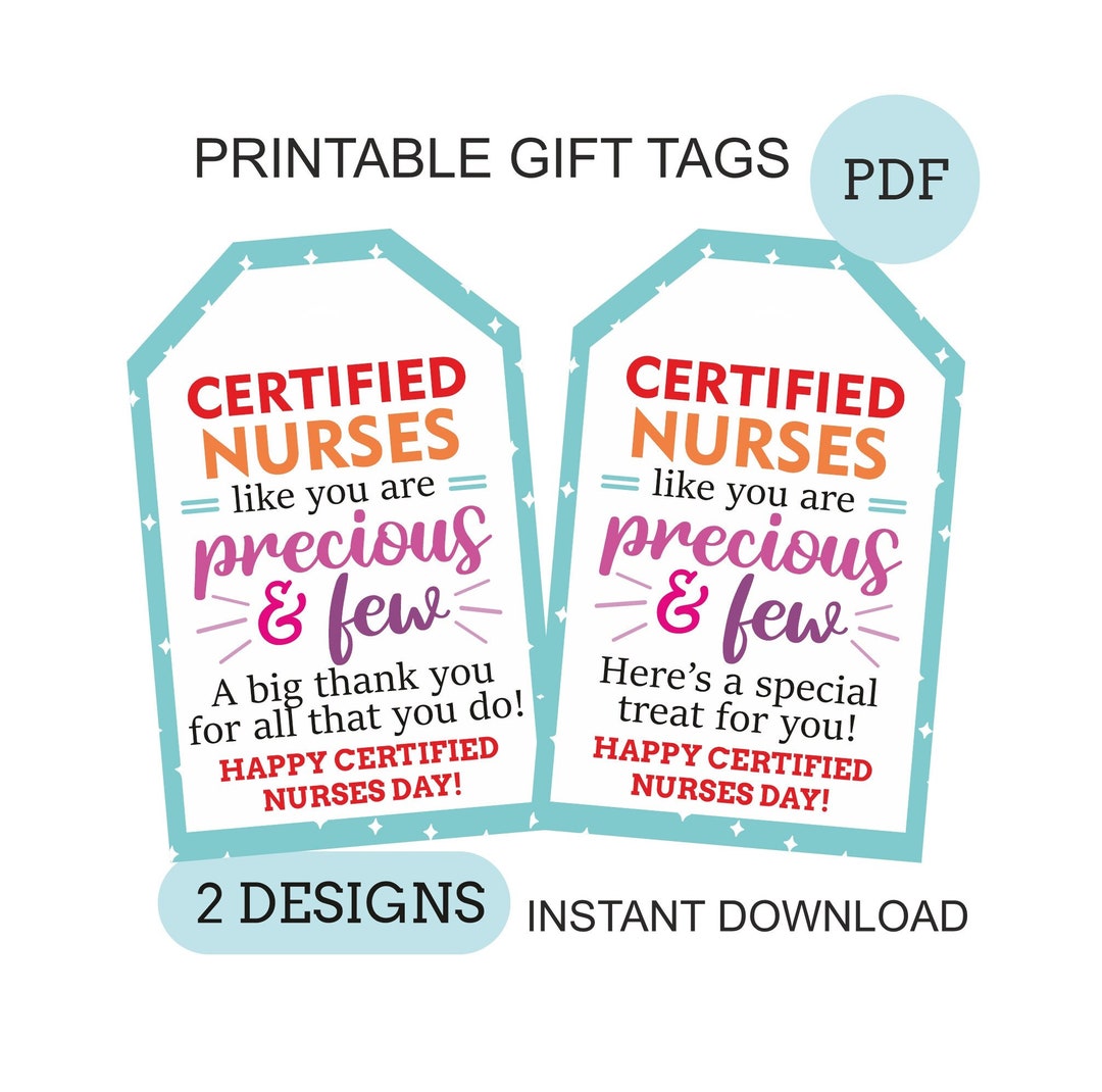 Certified Nurse Day Treat Tags Printable / Certified Nurse Day Thank ...