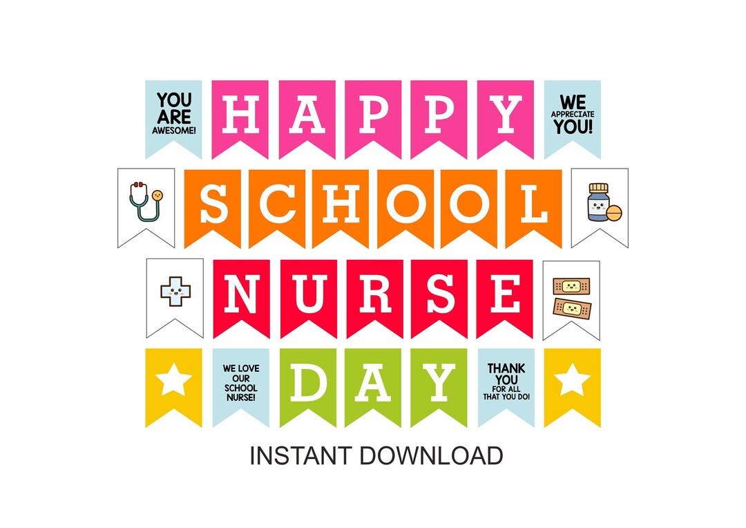 School Nurse Day Banner Printable / School Nurse Gift / School Nurse ...