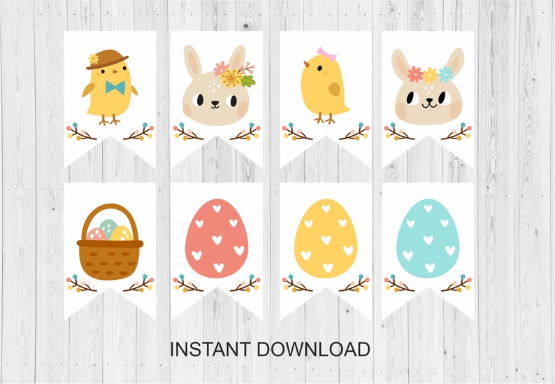 Printable Easter Banner Printable / Easter Bunting / Easter - Etsy