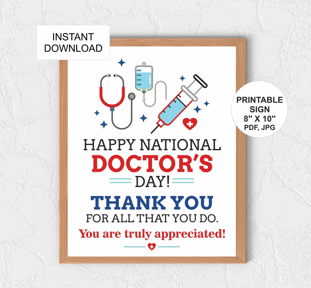 Doctor's Day Sign Printable / Doctor Thank You Sign / Doctor's Day ...