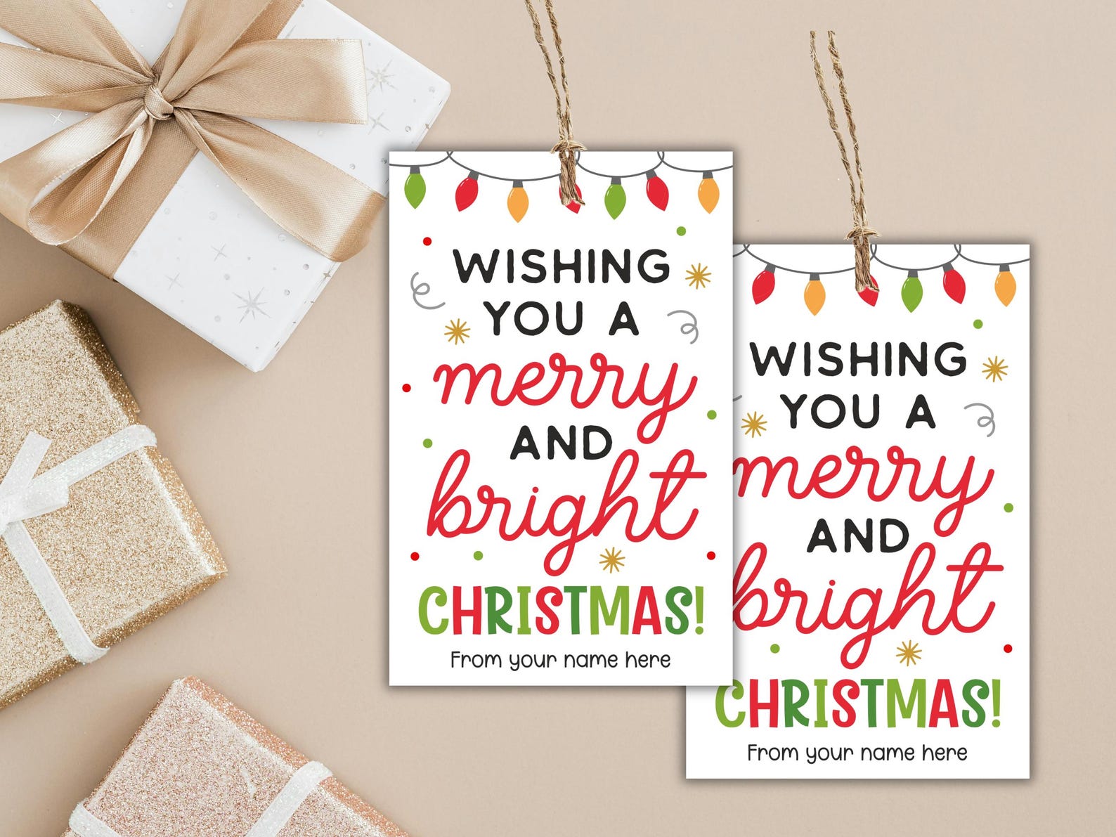 Wishing You a Merry and Bright Christmas Gift Tags Printable / Merry ...