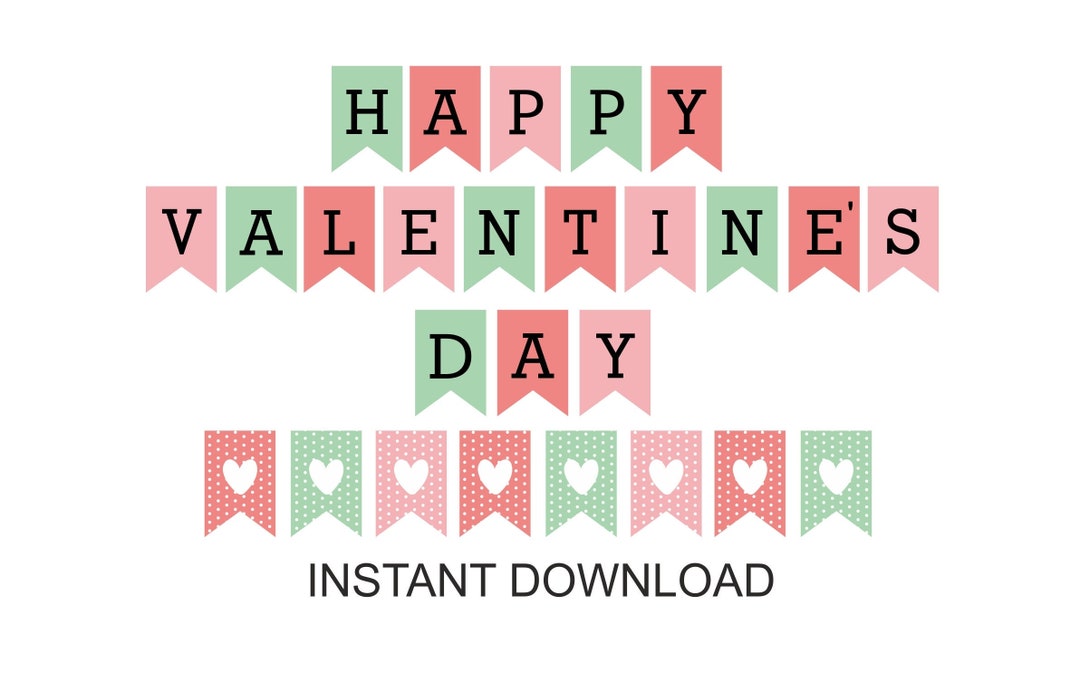 Printable Happy Valentine's Day Banner / Printable Valentine's Day ...
