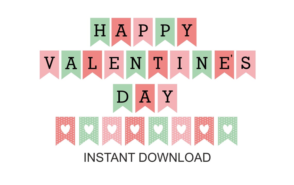 Printable Happy Valentine's Day Banner / Printable | Etsy