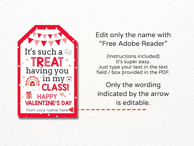 Editable Valentine Tags for Students Printable / Student Valentines Tag ...