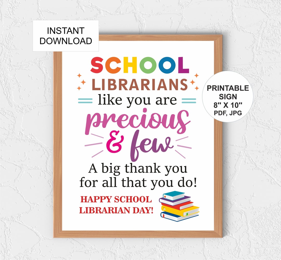 School Librarian Day Poster Printable / School Librarian Gift / School ...