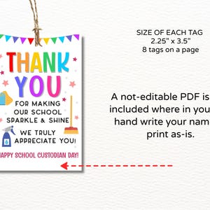 School Custodian Gift Tag Printable / School Custodian Appreciation Day ...