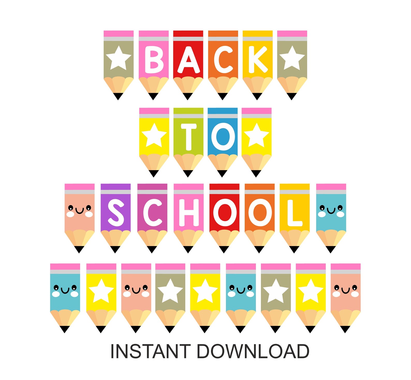 Back to School Banner / Back to School Garland Printable / - Etsy