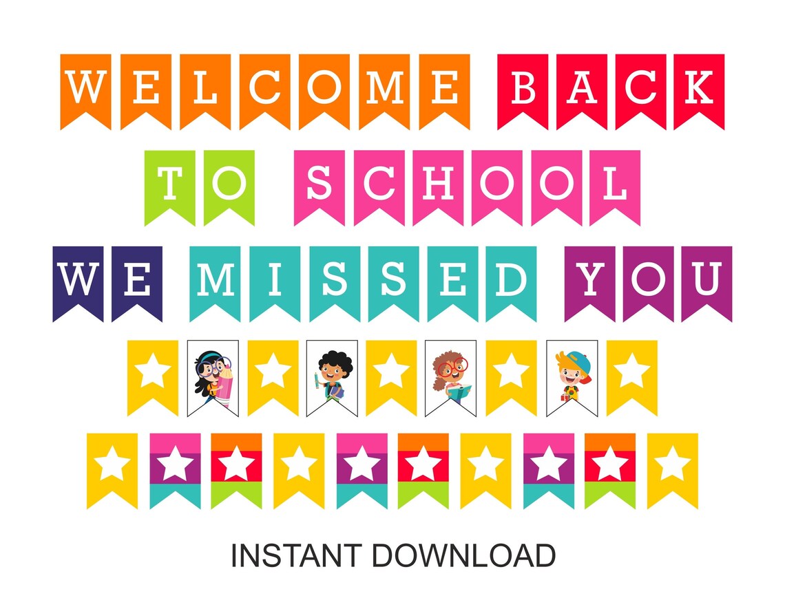 Welcome Back to School We Missed You Banner Printable / Back - Etsy
