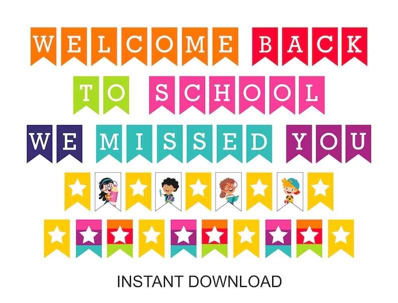 Welcome Back to School We Missed You Banner Printable / Back - Etsy