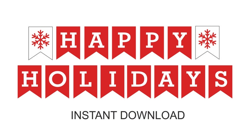 Happy Holidays Banner Printable / Holiday Banner / Happy - Etsy