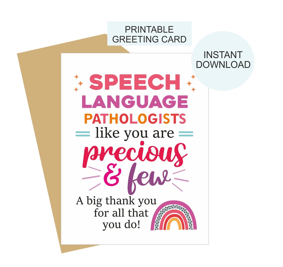 Speech Language Pathologist Card Printable / Speech Pathologist Card ...