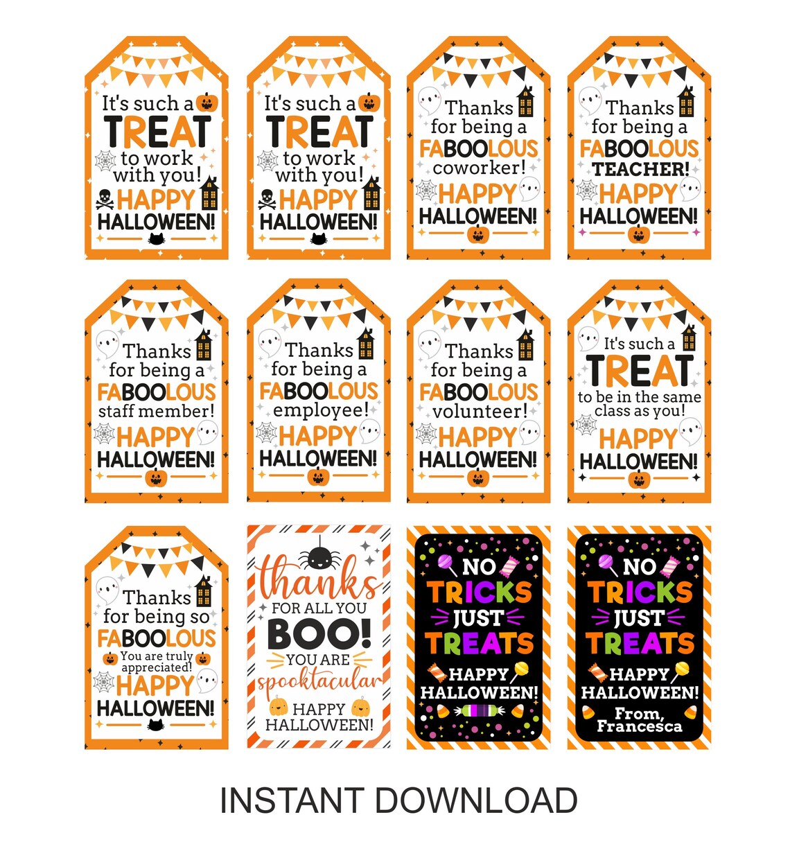 Halloween Appreciation Tag Printable / Halloween Appreciation - Etsy