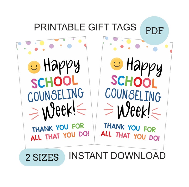 School Counseling Week Tags Printable / School Counselor Tag / School ...