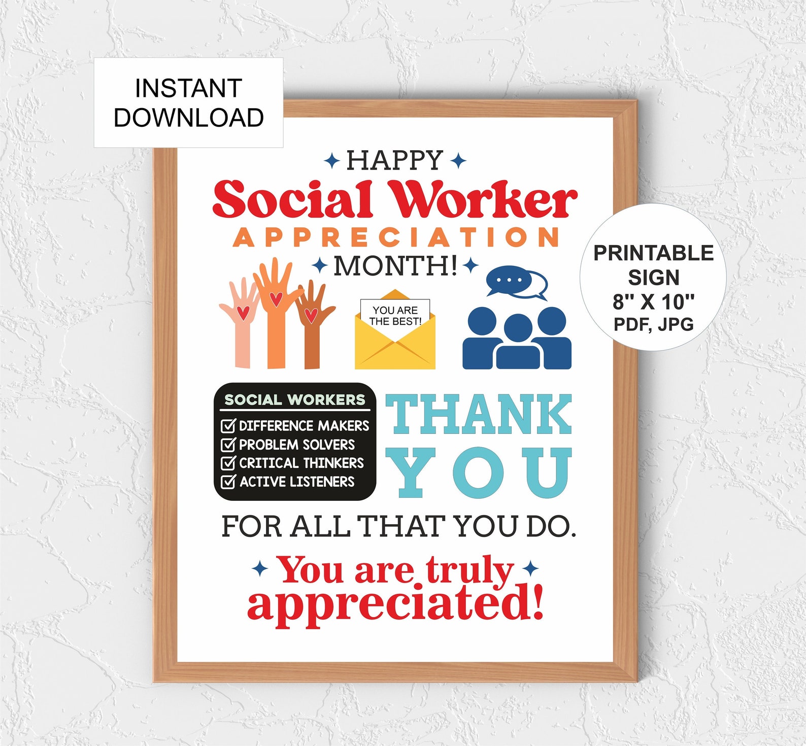 Social Worker Appreciation Month Sign Printable / Social Work Month ...