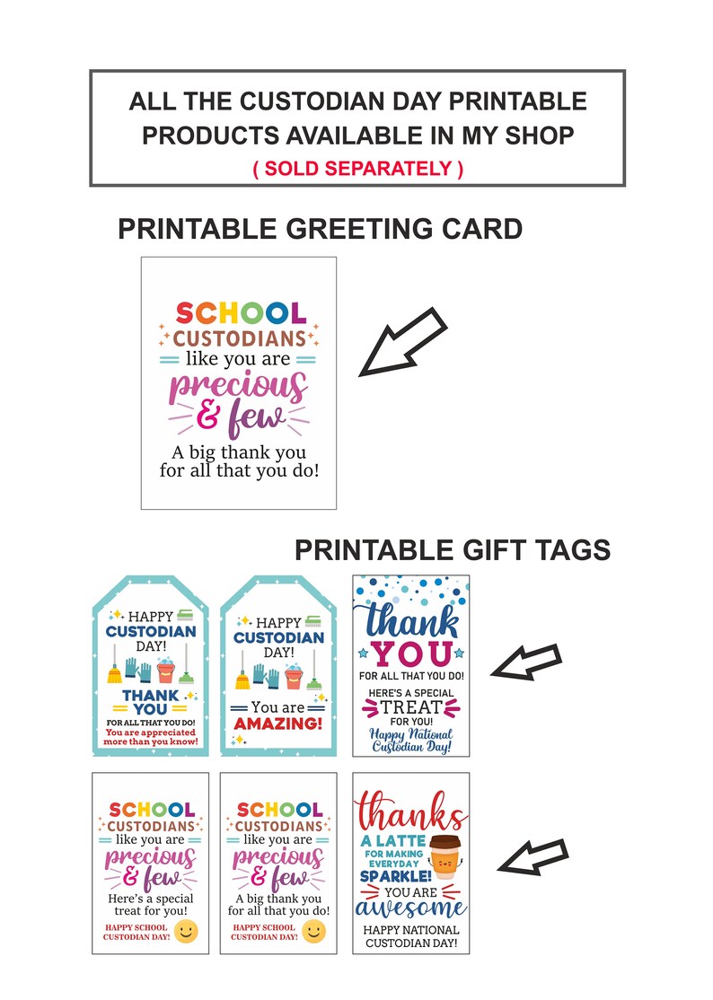 Custodian Day Appreciation Tag Printable / School Custodian Day Tag ...